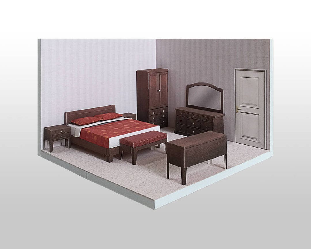 Bedroom 002 DIY Miniature Paper Craft - Etsy