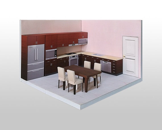 Kitchen 001 DIY Miniature Paper Craft - Etsy