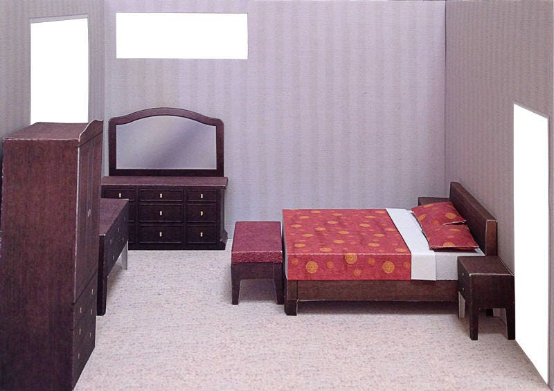 Bedroom 002 DIY Miniature Paper Craft - Etsy