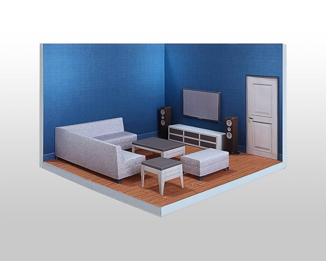 Living Room 002 DIY Miniature Paper Craft - Etsy