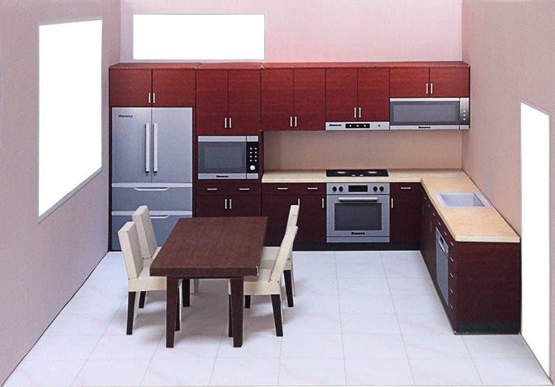 Kitchen 001 DIY Miniature Paper Craft - Etsy