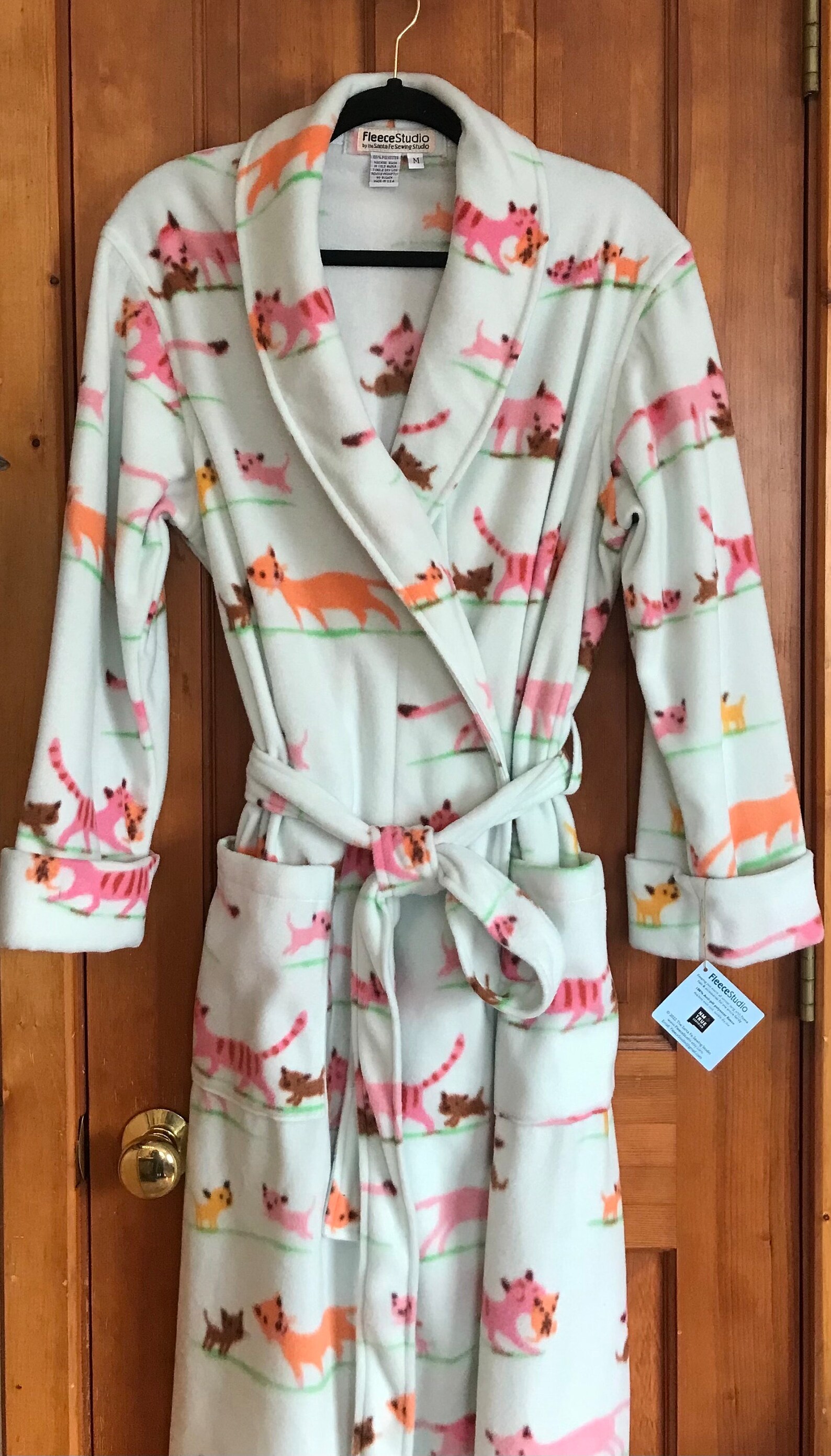 Fleece Bathrobe, Kitten Parade Print, Gifts for Cat Lovers, Long Fleece ...