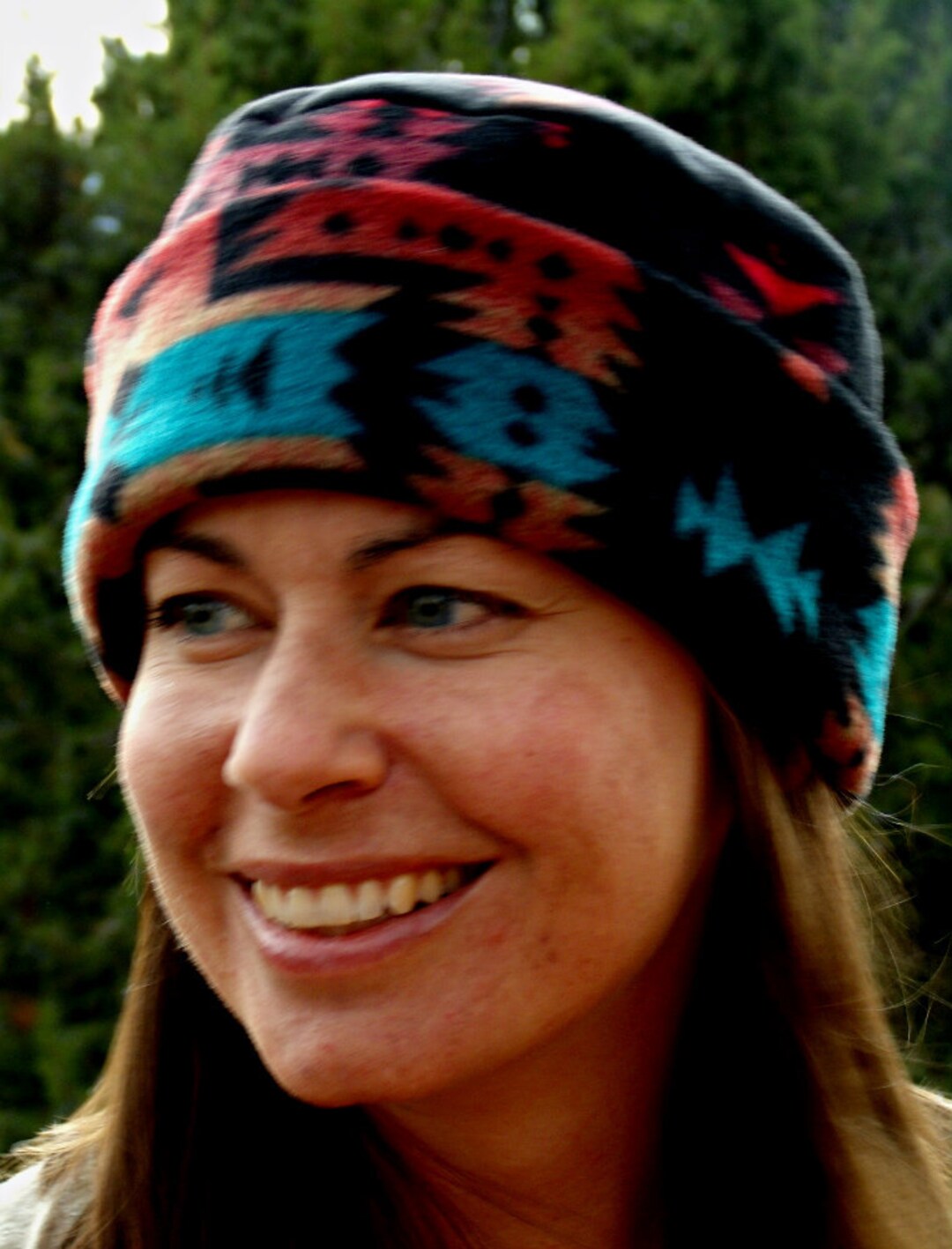 Black Canyon Fleece Hat, Southwestern Print Round Cuffed Hat, Three ...