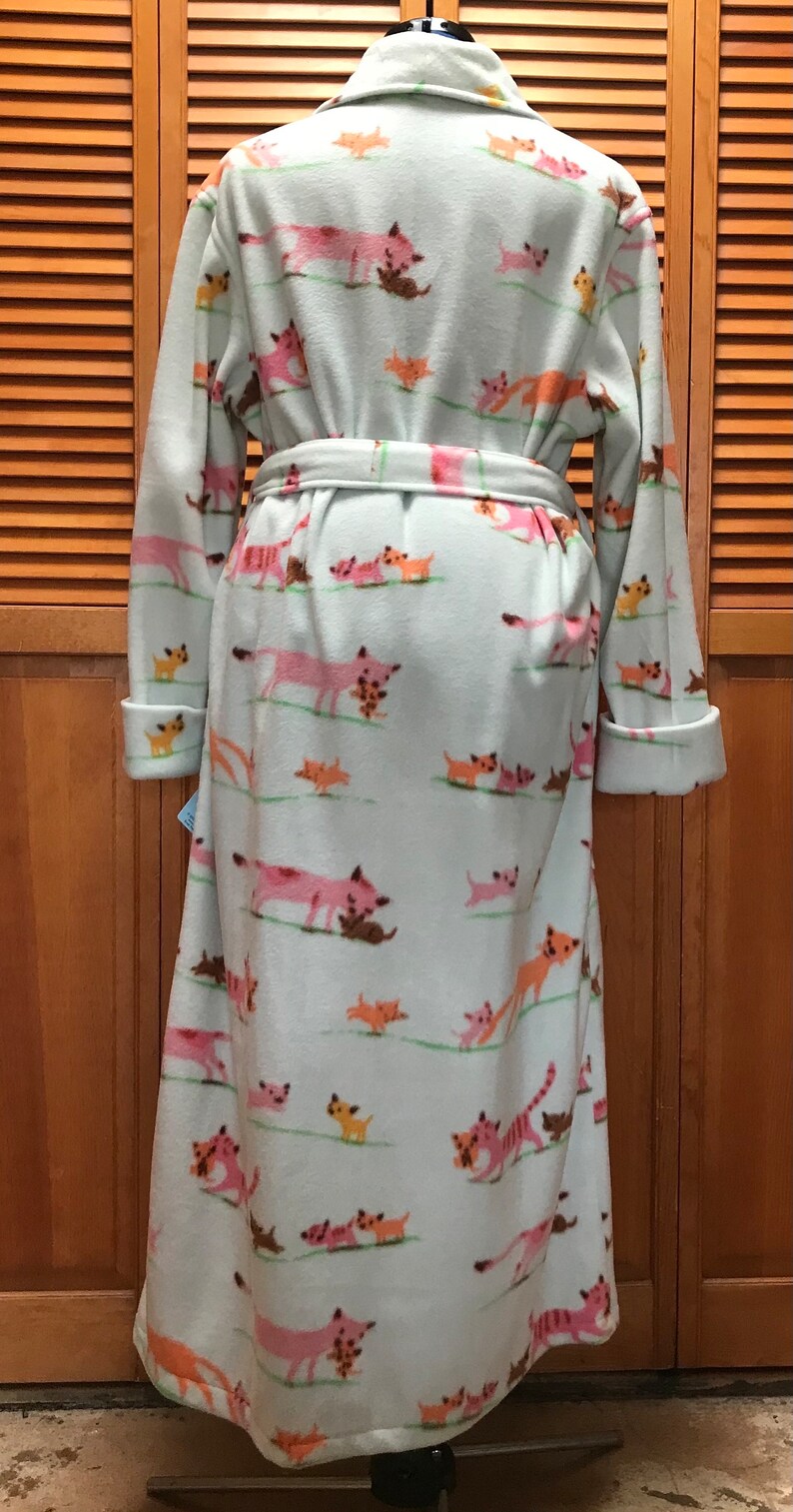 Fleece Bathrobe, Kitten Parade Print, Gifts for Cat Lovers, Long Fleece ...