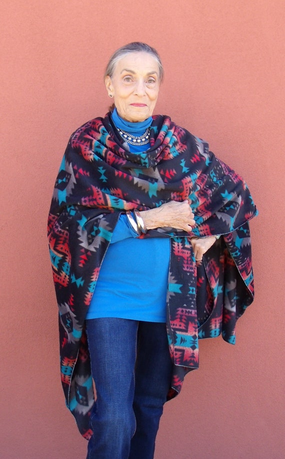 Black Canyon Fleece Ruana Fleece Wrap for Women Southwest - Etsy