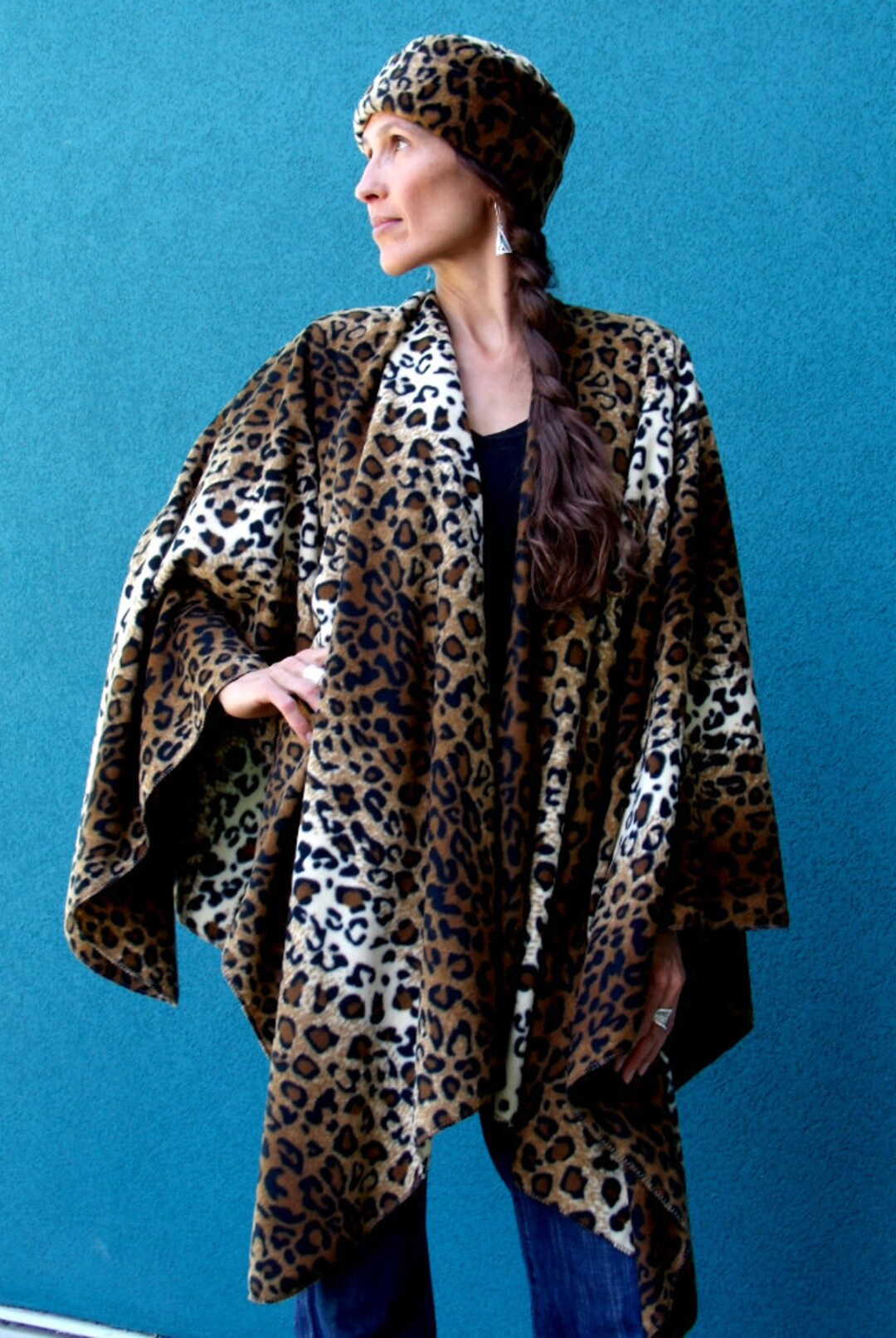 Fleece Ruana (wrap) in Cheetah Print Fleece, Two Sizes for Women, Gifts ...