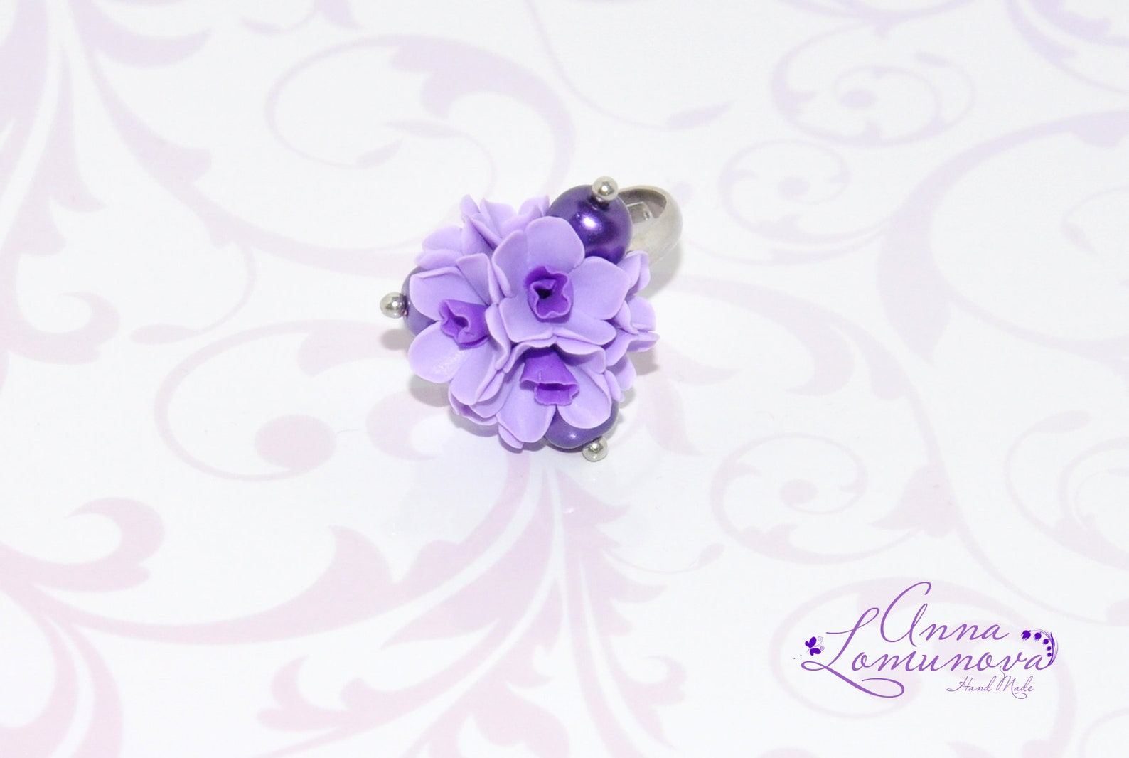 Purple Flower Ring Violet Flower Ring Lavender Ring Purple - Etsy
