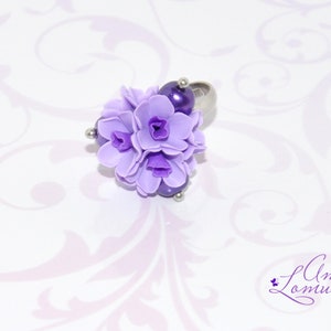 Purple Flower Ring Violet Flower Ring Lavender Ring Purple Cocktail ...