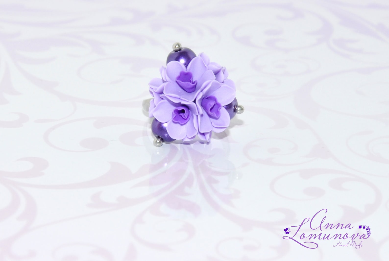 Purple Flower Ring Violet Flower Ring Lavender Ring Purple - Etsy