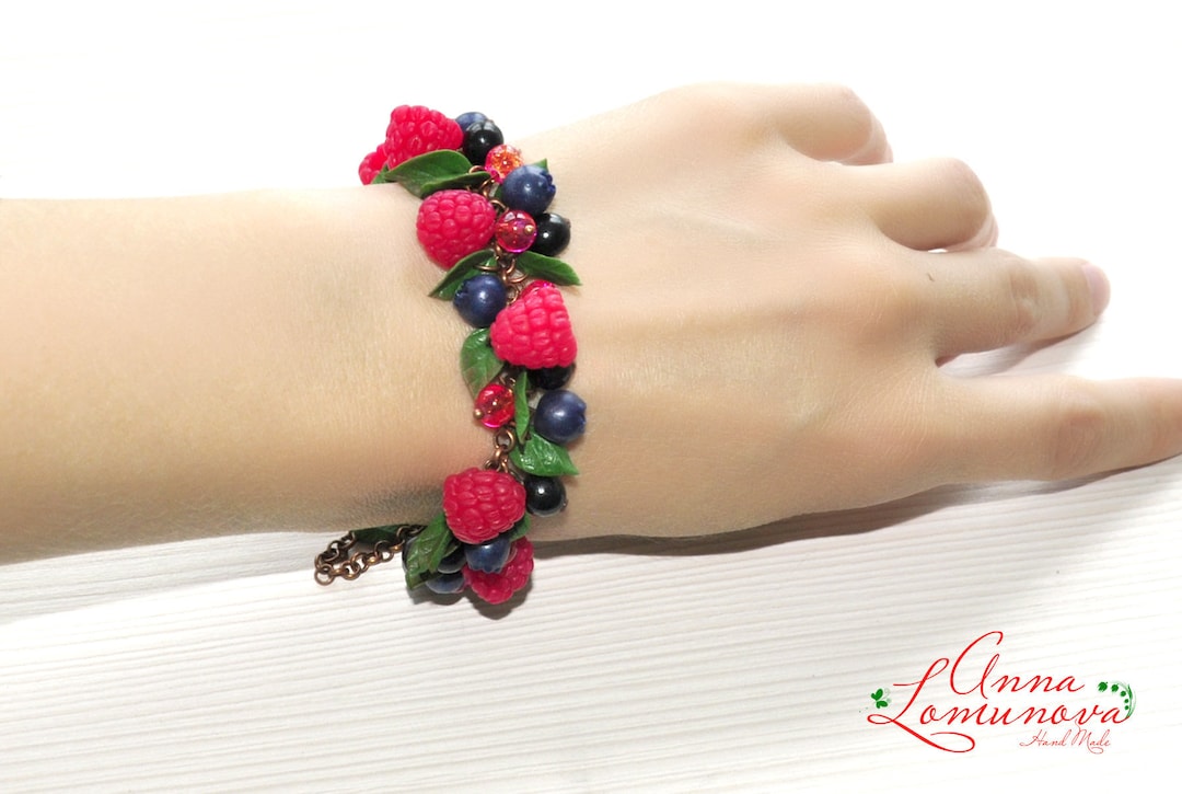 Fruit Bracelet Raspberry Bracelet Berry Bracelet Berries Jewelry Set ...