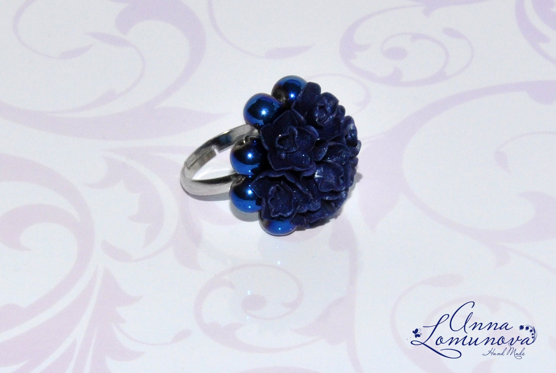 Navy Blue Ring Dark Blue Ring Friend Gift Blue Cocktail Ring - Etsy