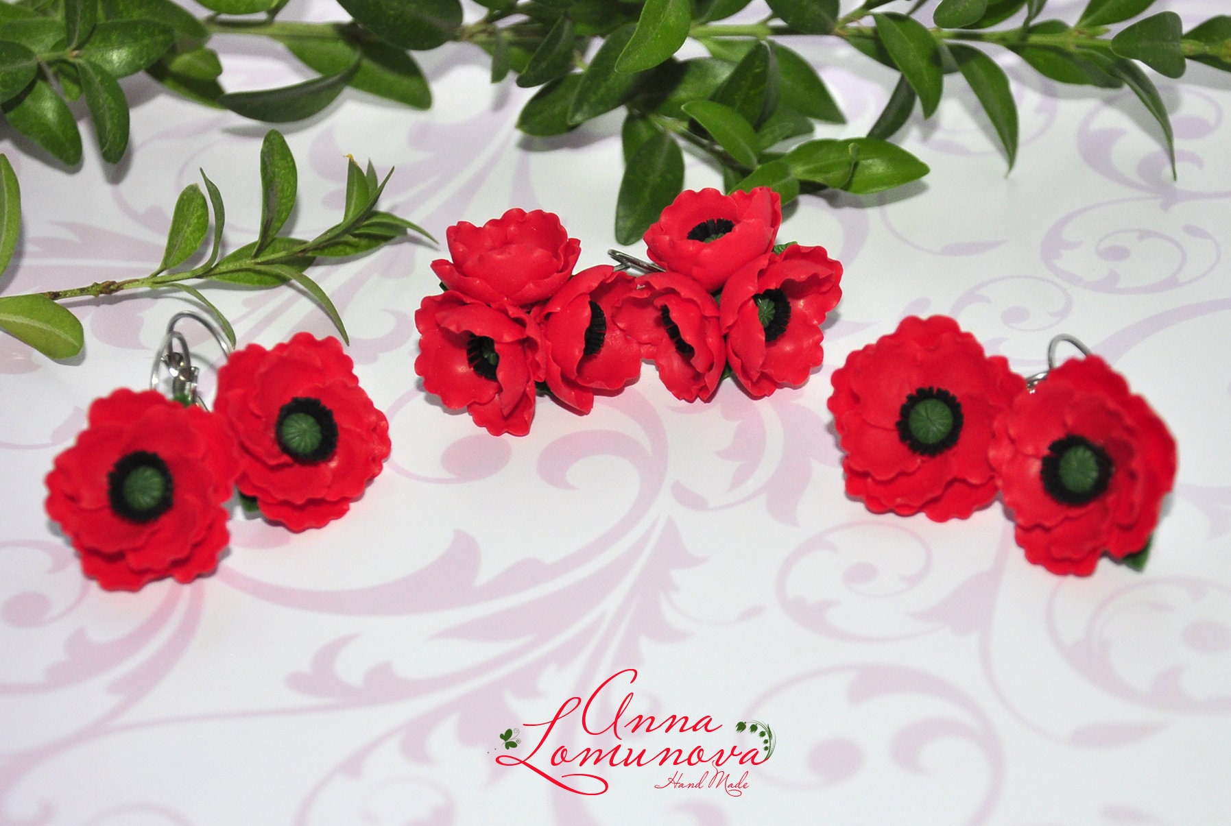 Ethnic Wedding Poppy Poppies Earrings Red Poppy Earrings Red - Etsy