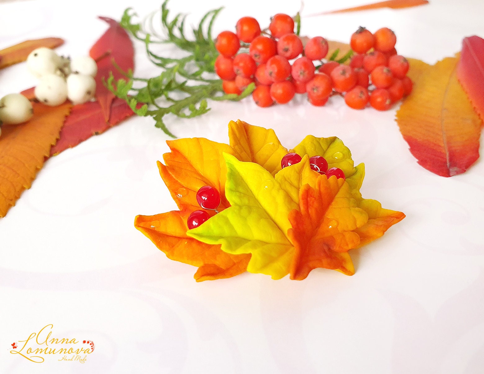 Autumn Brooch Pin Real Leaf Brooch Autumn Oak Jewelry Yellow Maple Leaf ...