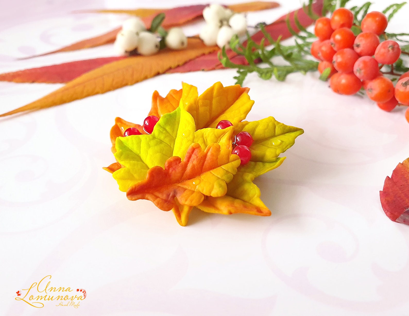 Autumn Brooch Pin Real Leaf Brooch Autumn Oak Jewelry Yellow Maple Leaf ...