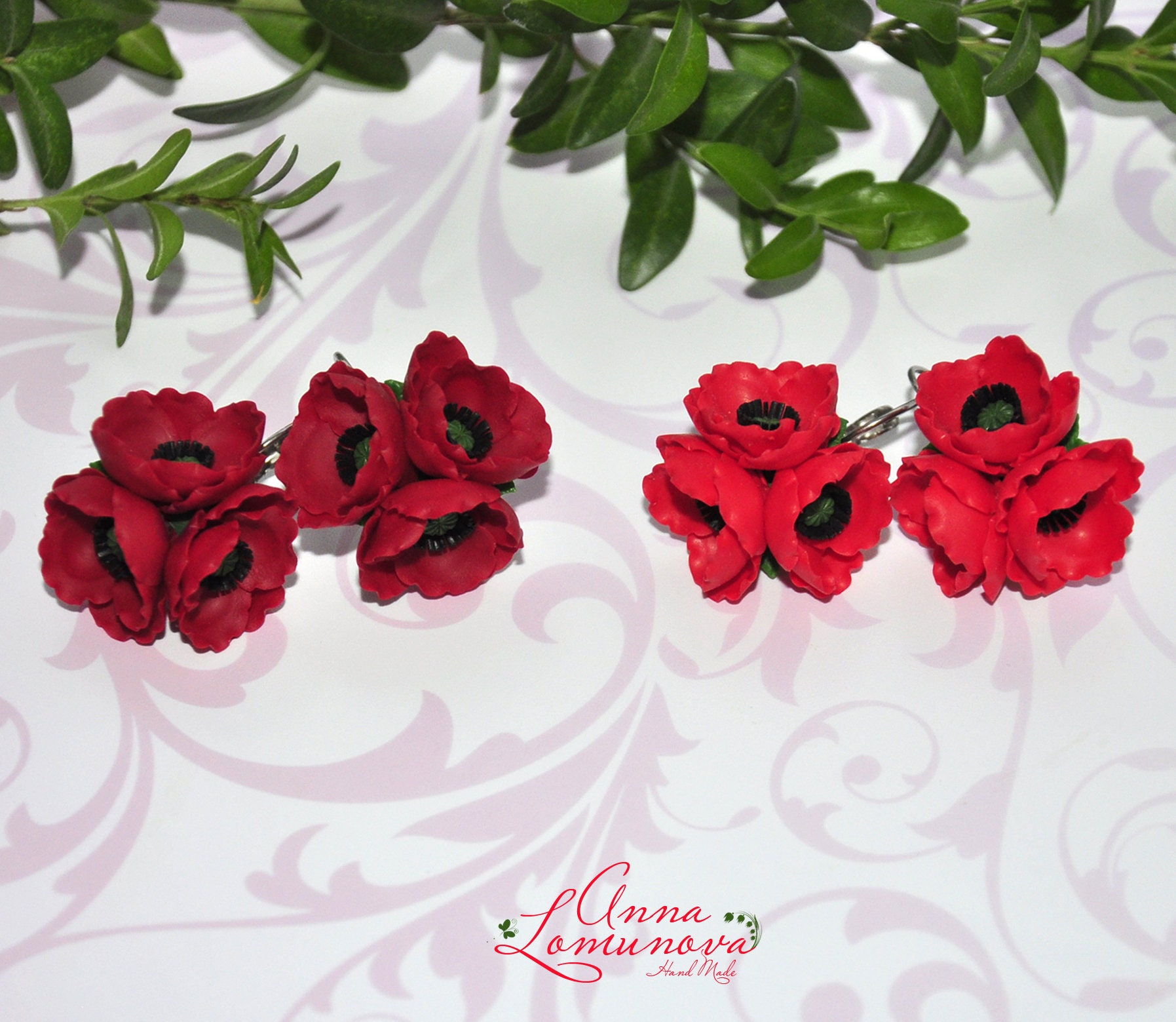 Ethnic Wedding Poppy Poppies Earrings Red Poppy Earrings Red - Etsy