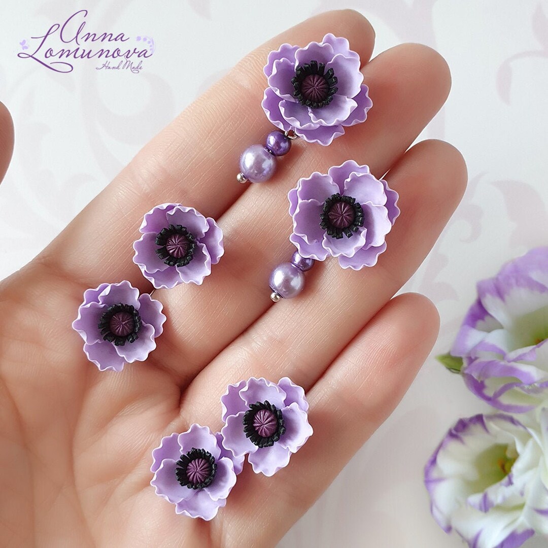 Light Purple Stud Earrings Light Purple Wedding Day Everyday Earrings ...