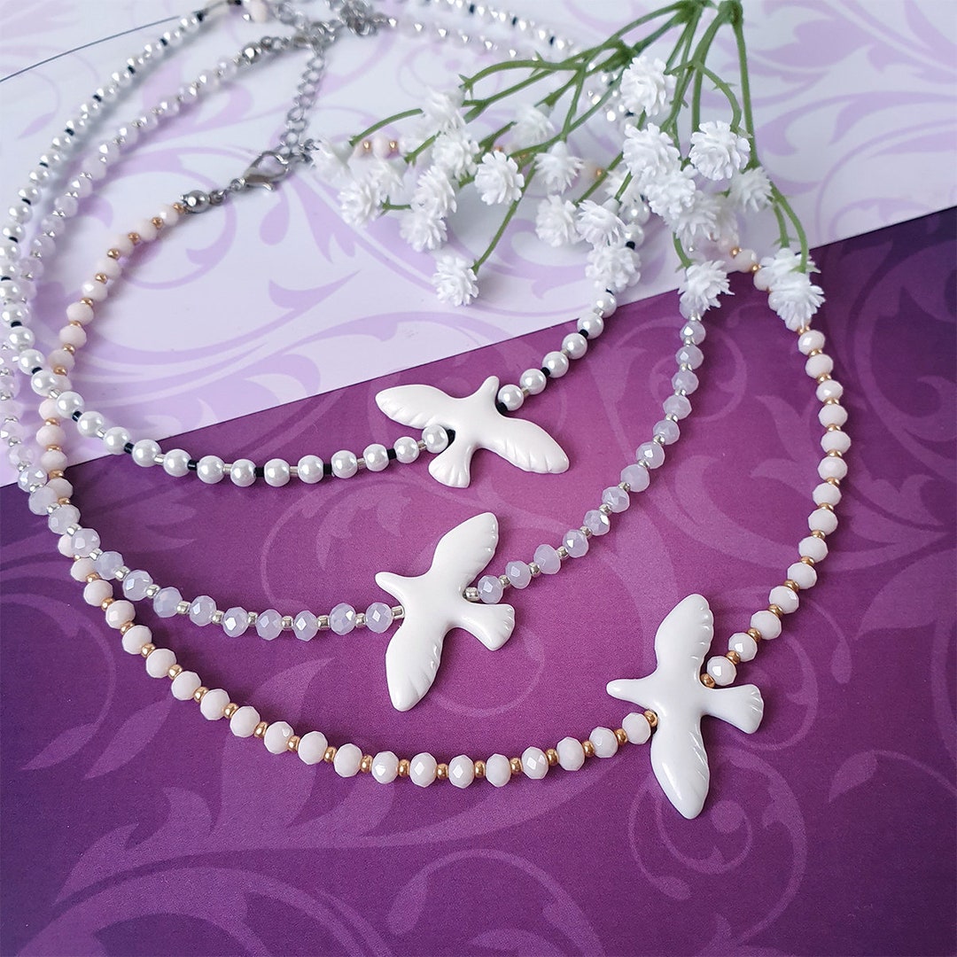 Dove Choker Necklace Pearl Choker White Dove Choker Bird Choker ...