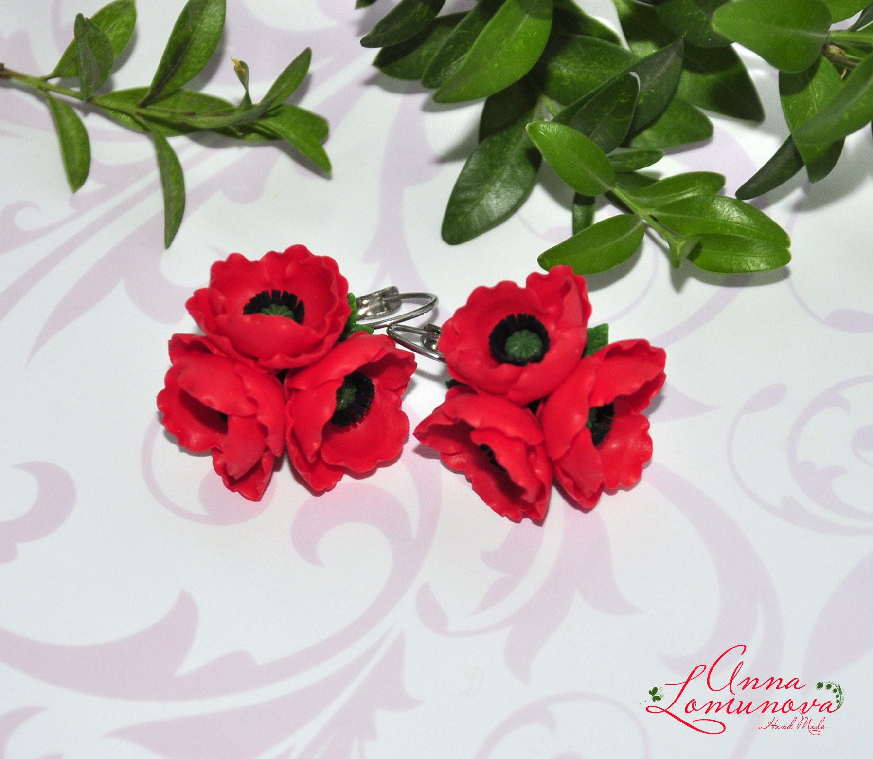 Ethnic wedding poppy Poppies Earrings Red Poppy Earrings Red | Etsy