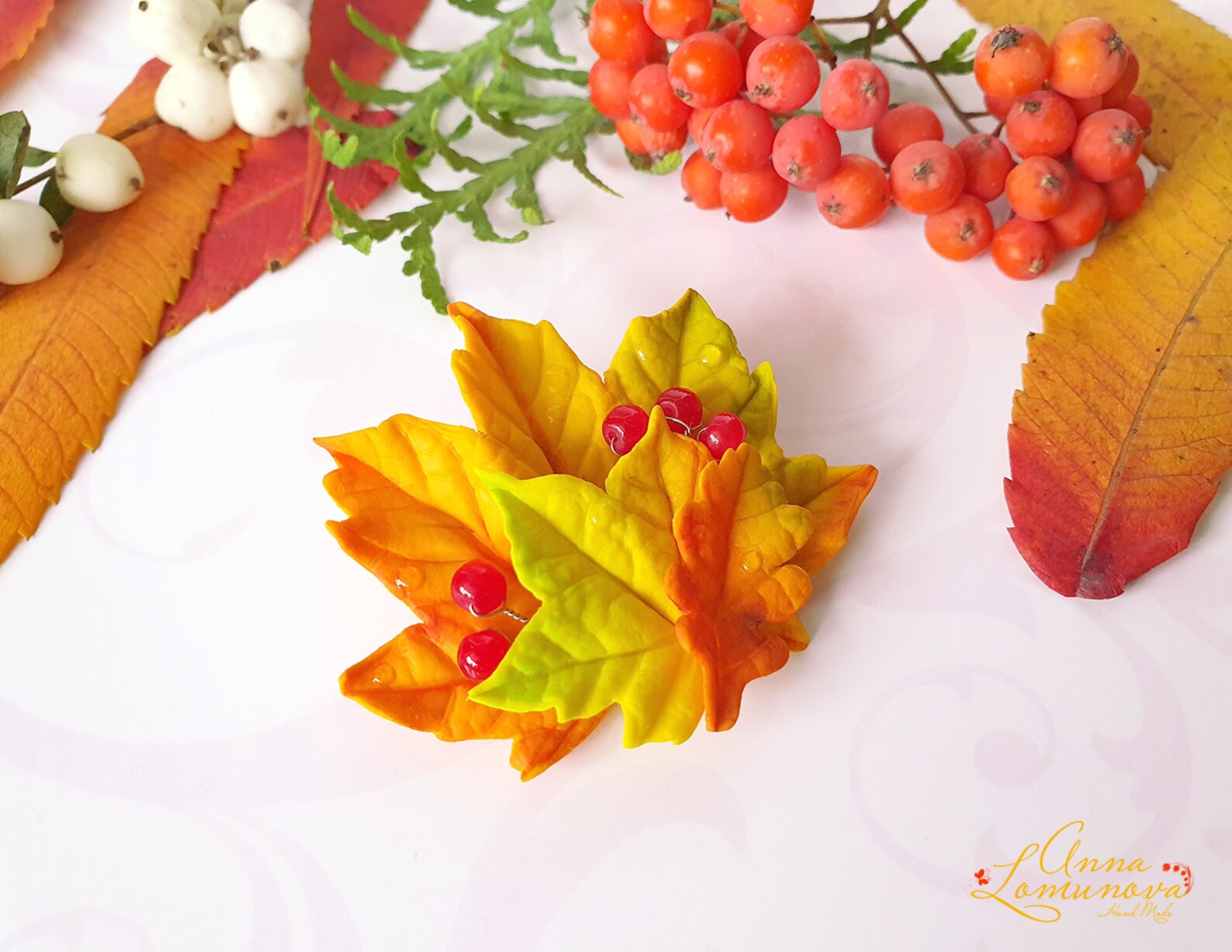 Autumn Brooch Pin Real Leaf Brooch Autumn Oak Jewelry Yellow Maple Leaf ...