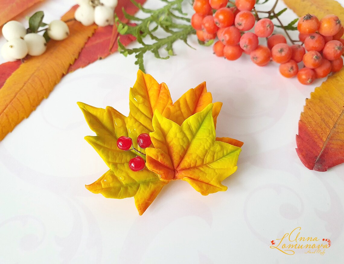 Real Leaf Brooch Autumn Jewelry Yellow Maple Leaf Brooch - Etsy