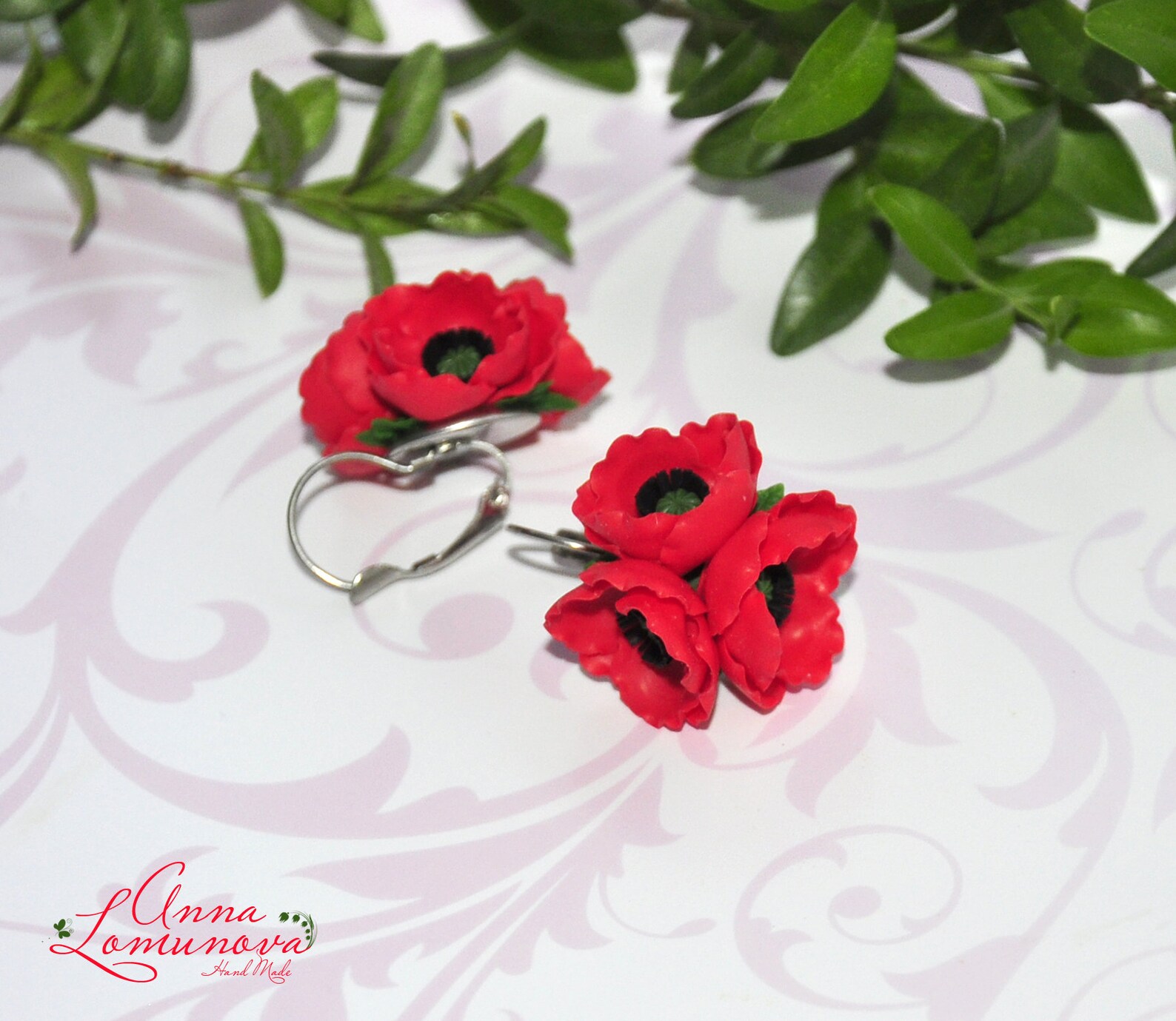 Ethnic Wedding Poppy Poppies Earrings Red Poppy Earrings Red - Etsy