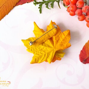 Autumn Brooch Pin Real Leaf Brooch Autumn Oak Jewelry Yellow Maple Leaf ...