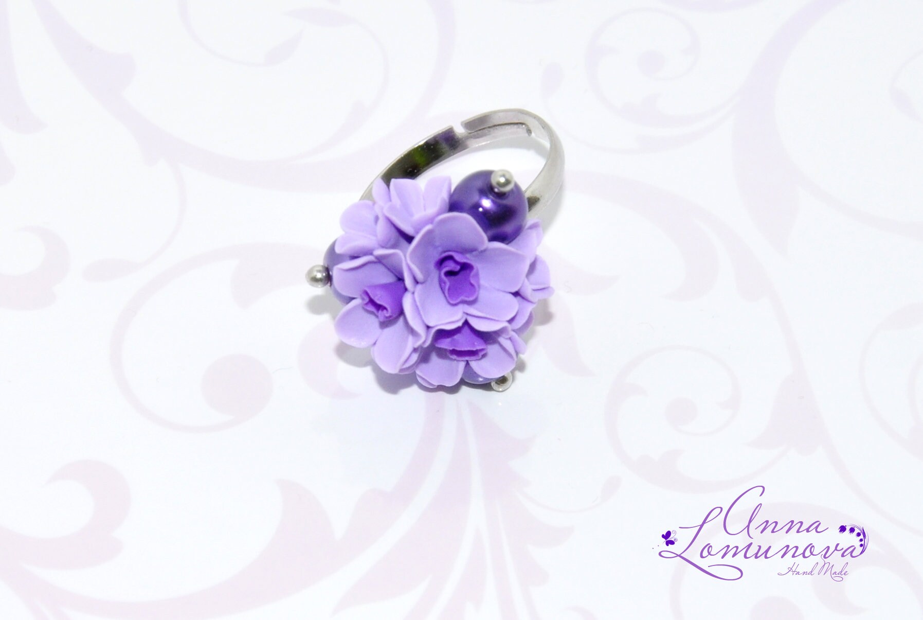 Purple Flower Ring Violet Flower Ring Lavender Ring Purple - Etsy