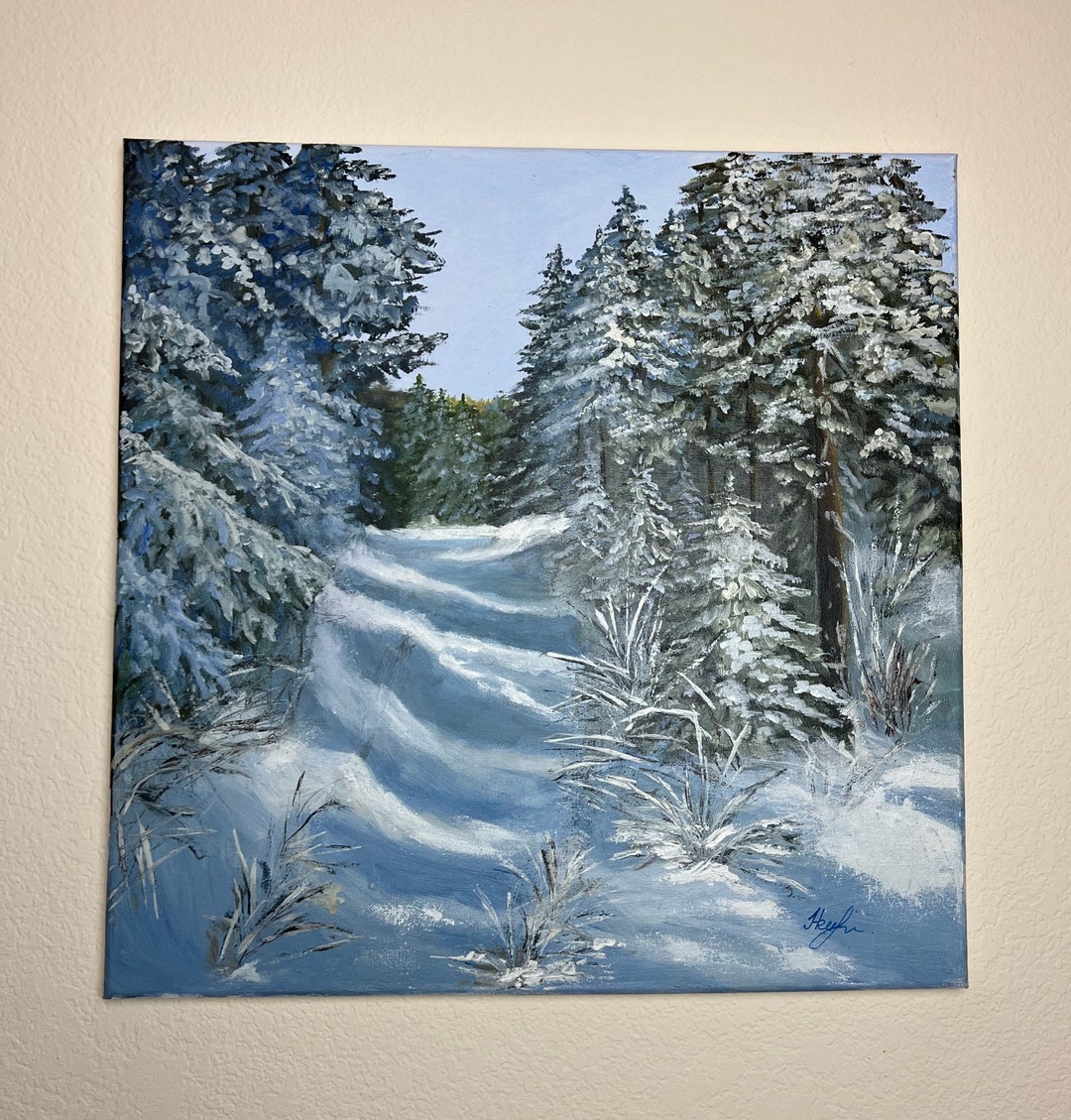 Unique Oil Painting Snowy Forest - Etsy