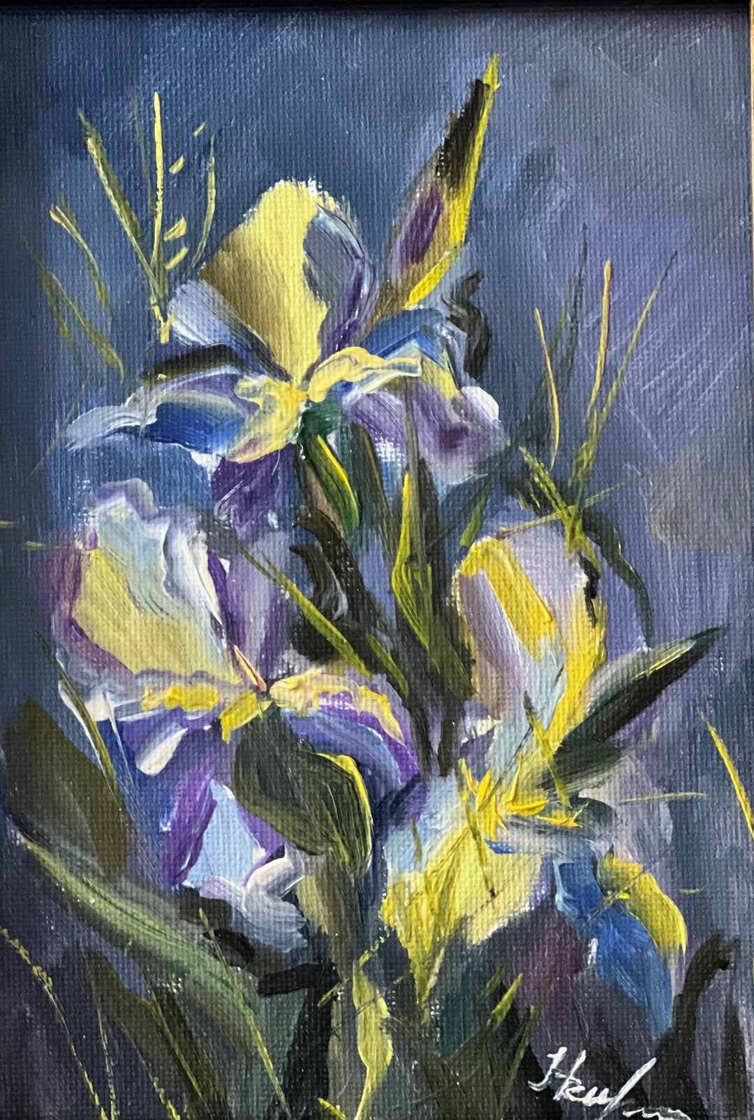 Original Abstract Oil Painting Irises - Etsy