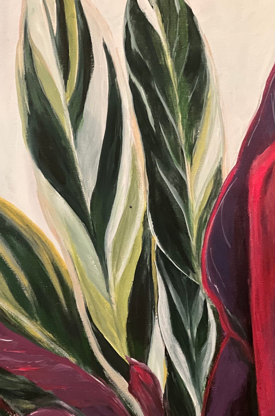 Unique Acrylic Painting With Tropical Flowers - Etsy