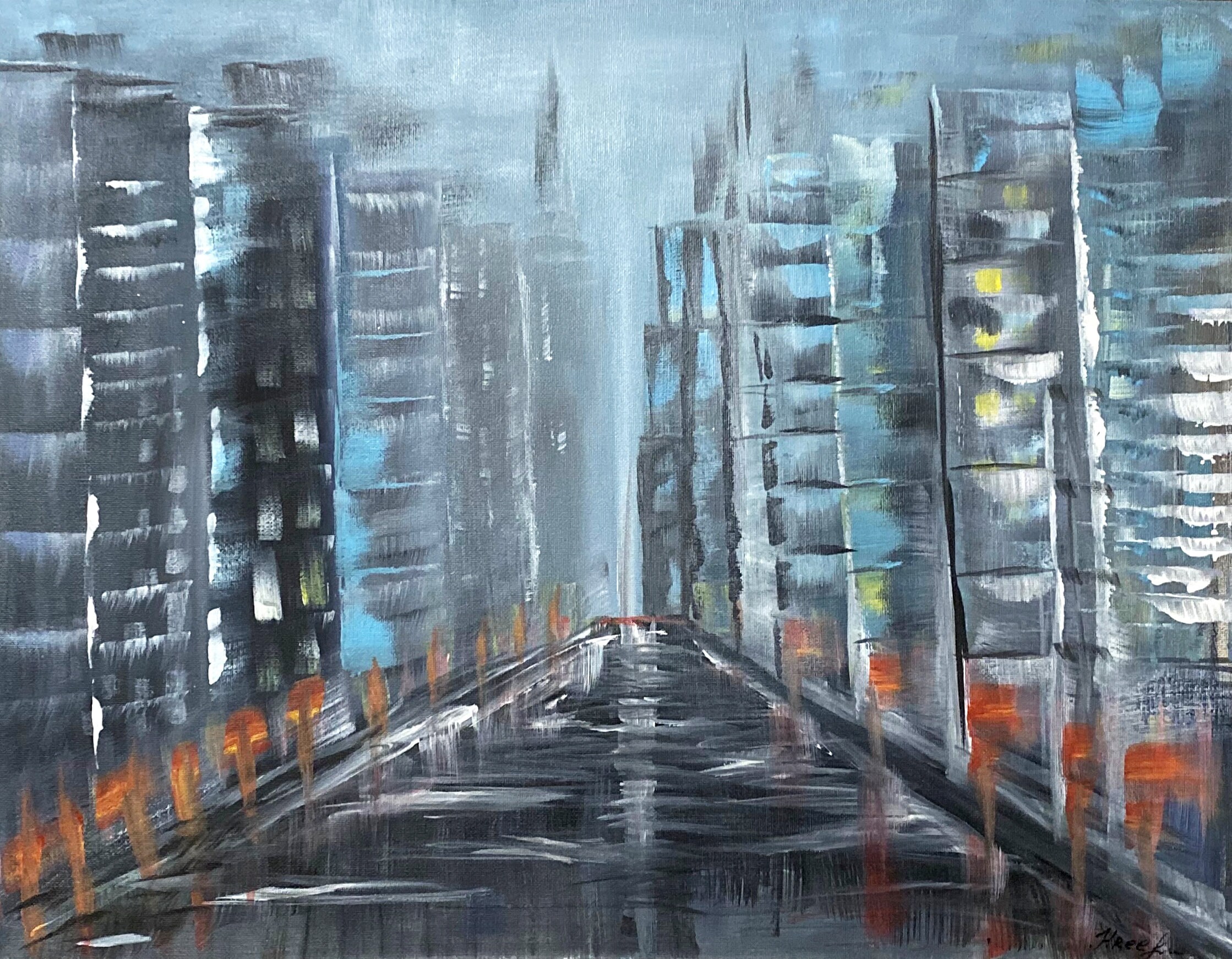 Arte de pared abstracto moderno pintado a mano acrílico sobre - Etsy España