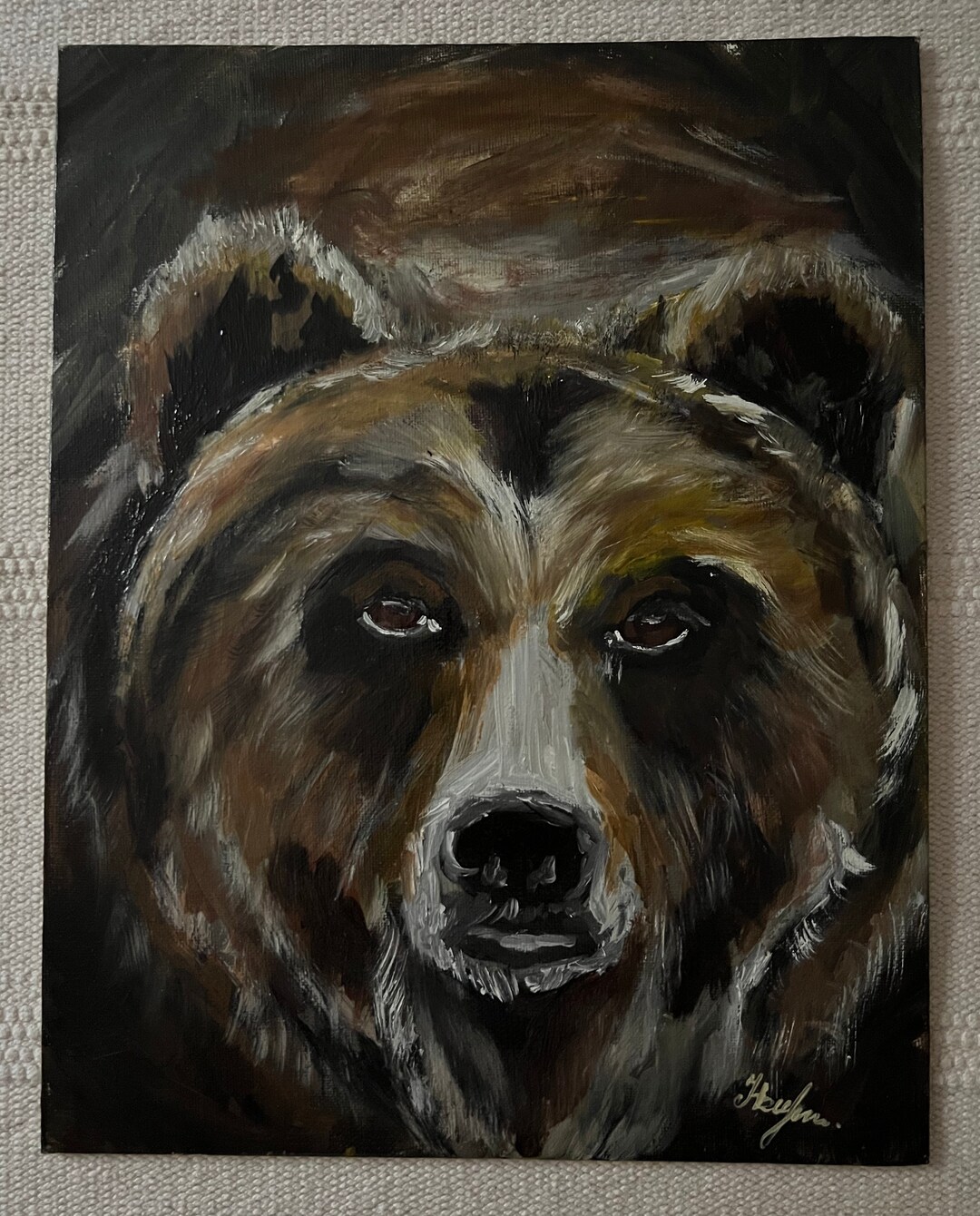 Brown Bear Oil Painting - Etsy