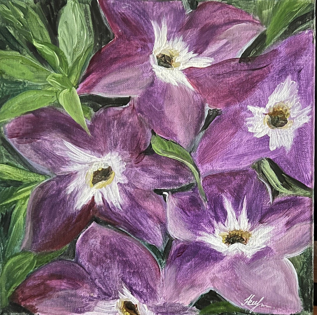 Original Oil Painting With Purple Flowers - Etsy