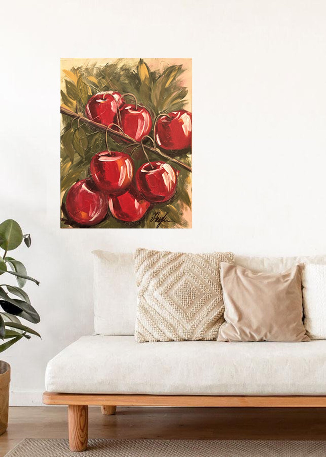 Original Acrylic Painting of Cherry Fruit Painting Cherry Original Art ...