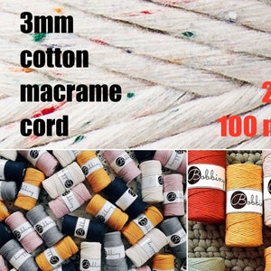 Bobbiny 3mm / Macrame Cord / 3mm Single Cord / Full Roll 100m 328 Ft ...