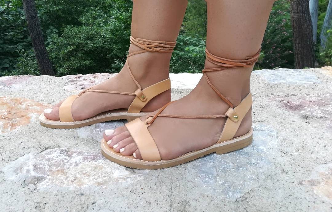 Handmade Leather Gladiator Sandals: Ancient Greek Lace up Style - Etsy
