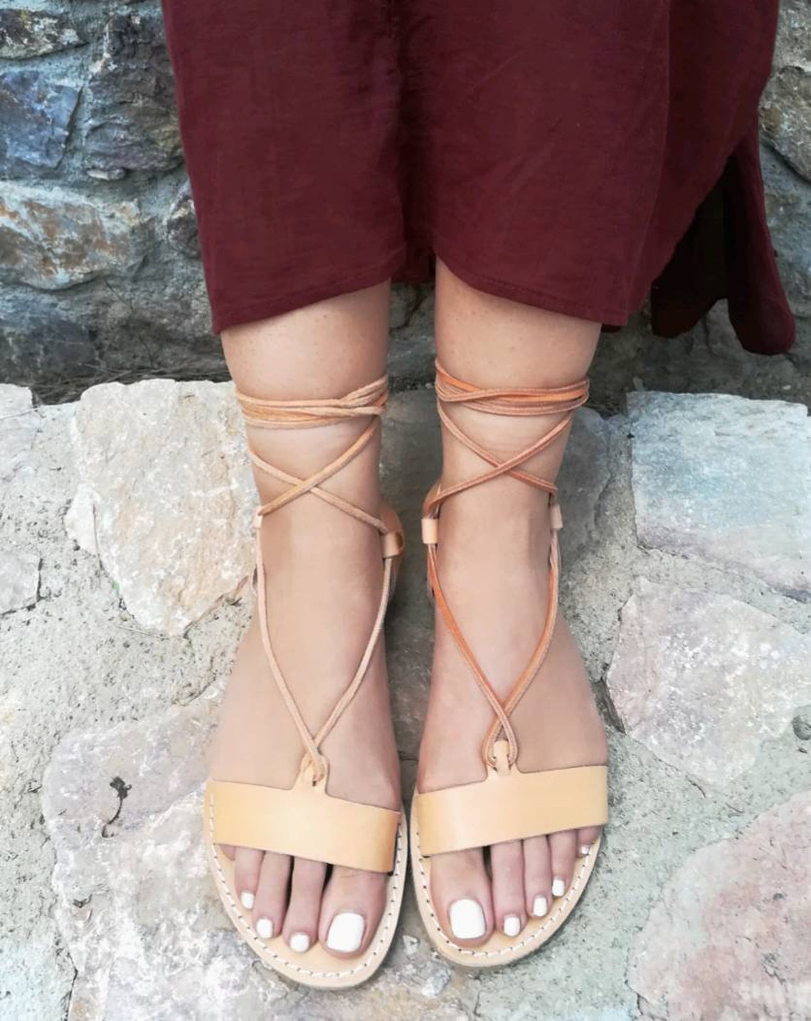Handmade Leather Gladiator Sandals: Ancient Greek Lace up Style - Etsy