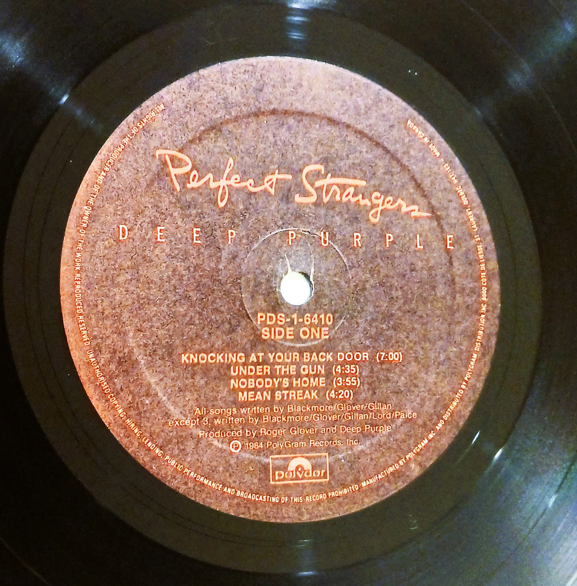 RARE Error Deep Purple Perfect Strangers Vintage Vinyl LP Record ...
