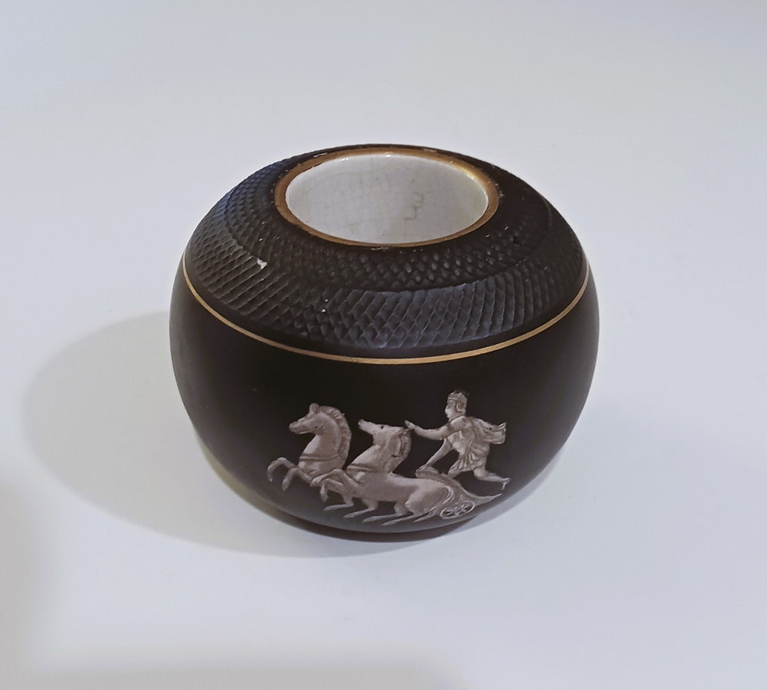 Antique Pratt Fenton Match Holder W/ Striker Old Greek Pattern Ceramic ...