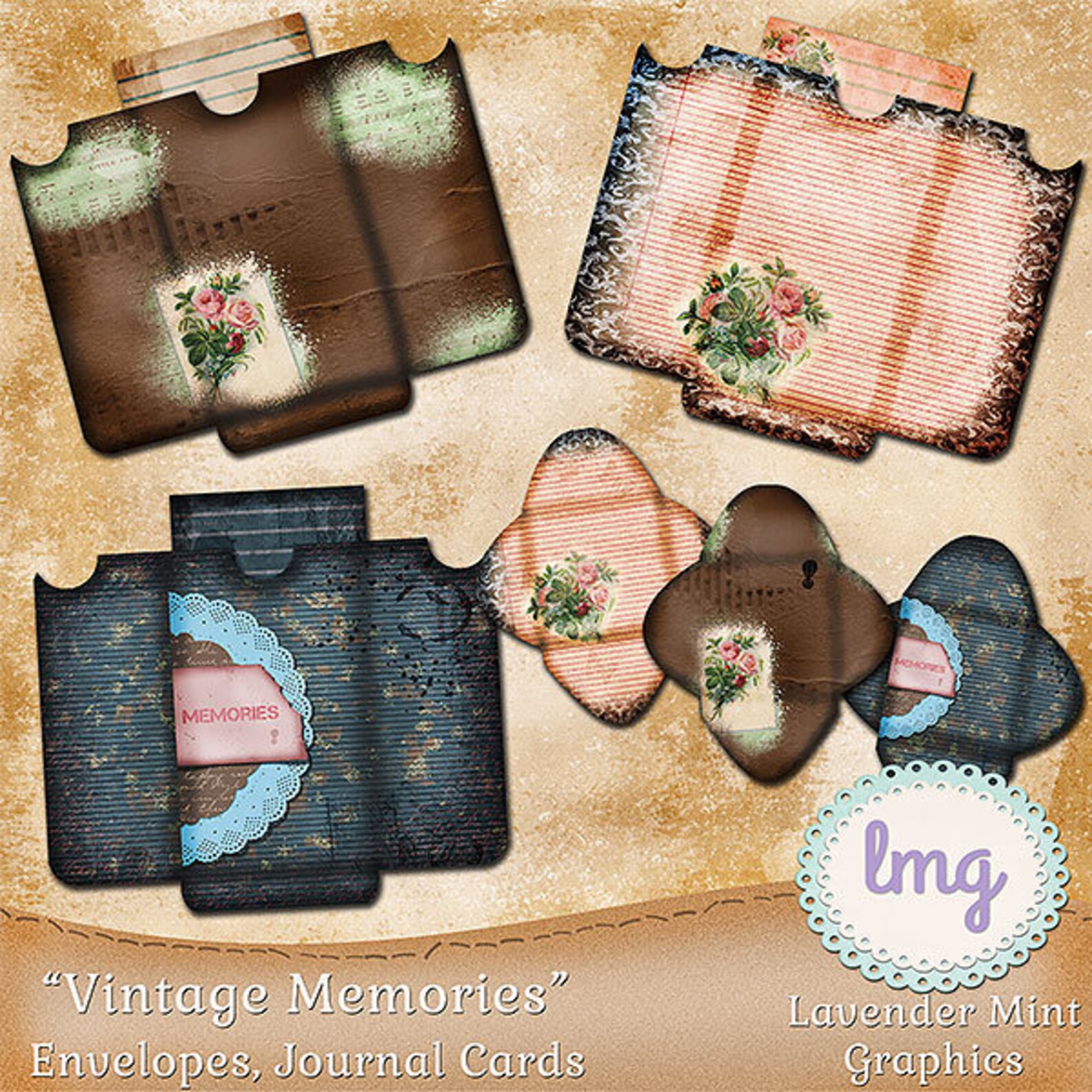Junk Journal Digital Envelopes vintage Memories - Etsy