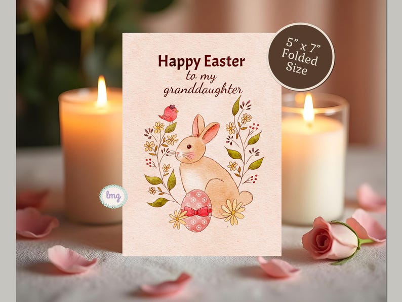 Printable Happy Easter Granddaughter Greeting Card | Easter Bunny ...