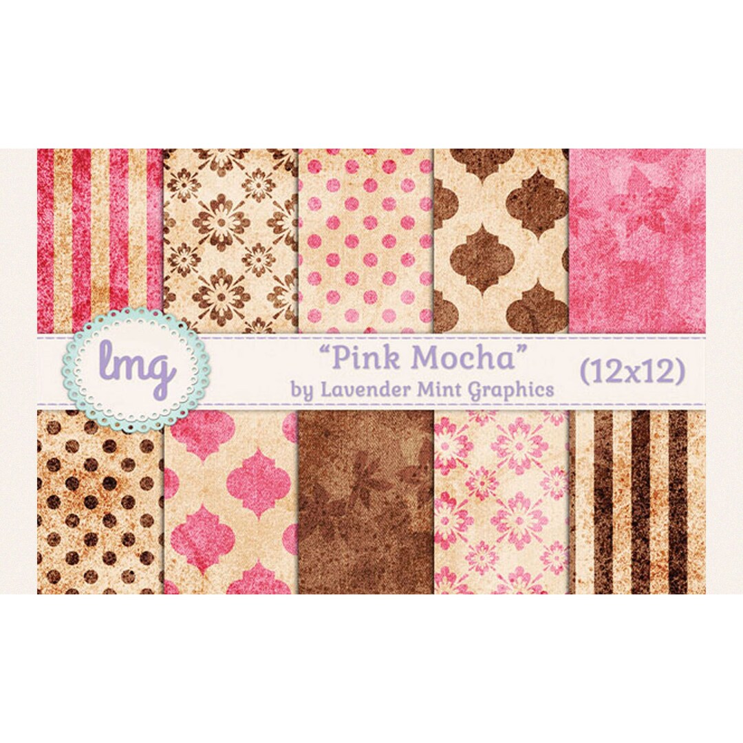 Pink and Brown Digital Scrapbooking Paper Vintage, Rustic, Shabby Chic ...