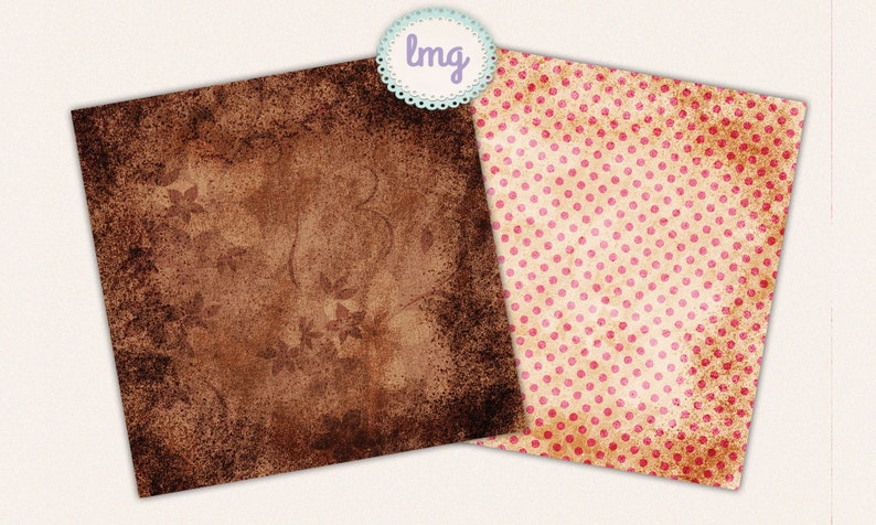 Pink and Brown Digital Scrapbooking Paper Vintage, Rustic, Shabby Chic ...