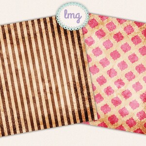 Pink and Brown Digital Scrapbooking Paper Vintage, Rustic, Shabby Chic ...