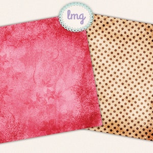 Pink and Brown Digital Scrapbooking Paper Vintage, Rustic, Shabby Chic ...