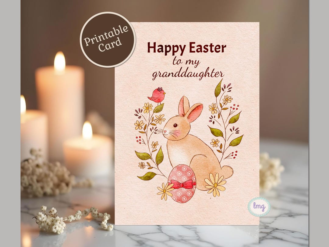 Printable Happy Easter Granddaughter Greeting Card | Easter Bunny ...
