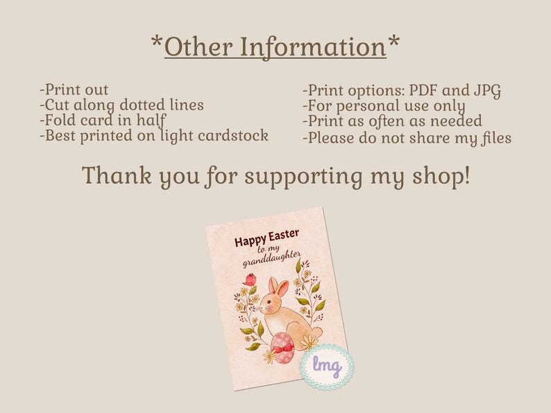 Printable Happy Easter Granddaughter Greeting Card | Easter Bunny ...