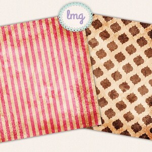 Pink and Brown Digital Scrapbooking Paper Vintage, Rustic, Shabby Chic ...