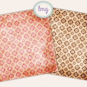 Pink and Brown Digital Scrapbooking Paper Vintage, Rustic, Shabby Chic ...