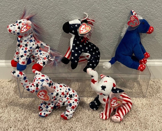 Ty Beanie Babies Republican Elephants Democratic Donkeys Lefty Righty your Choice Etsy UK